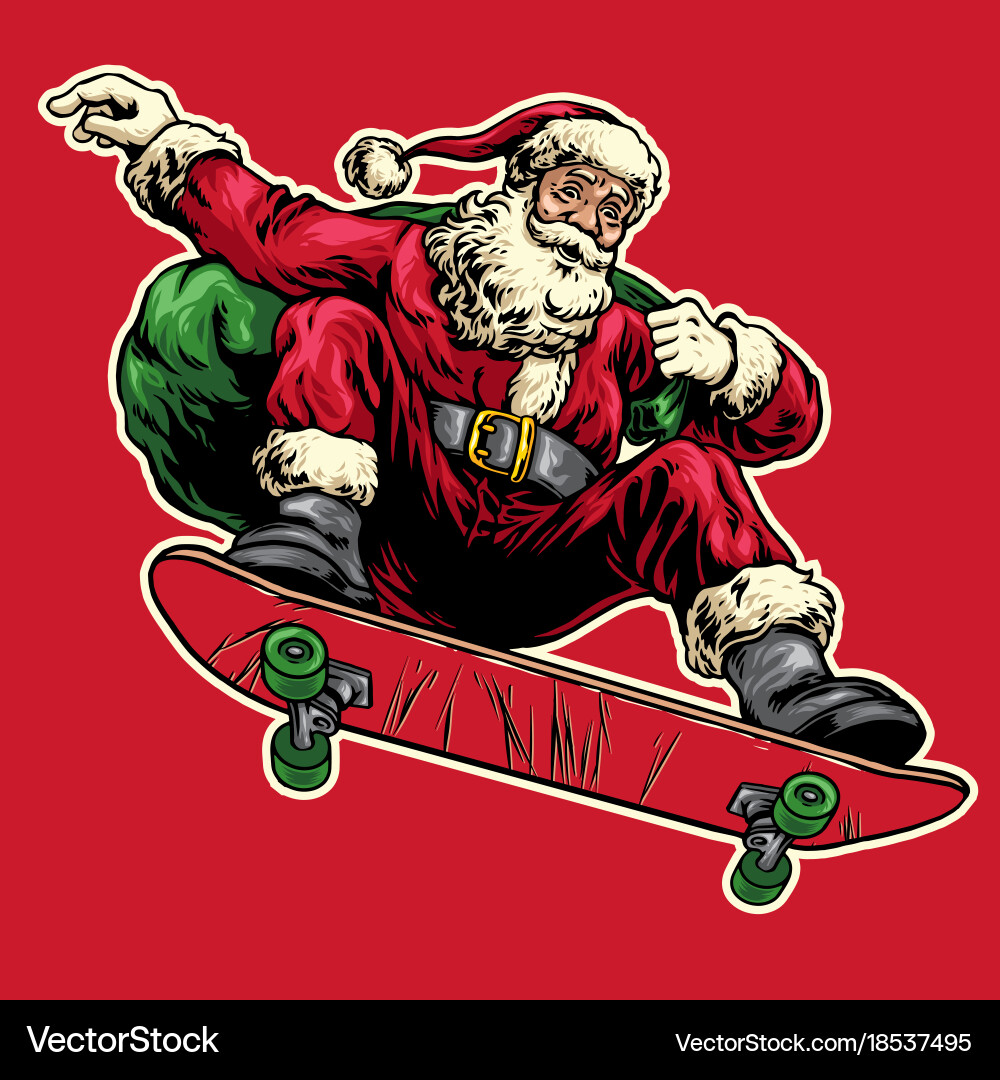 Hand drawing style santa claus jumping Royalty Free Vector