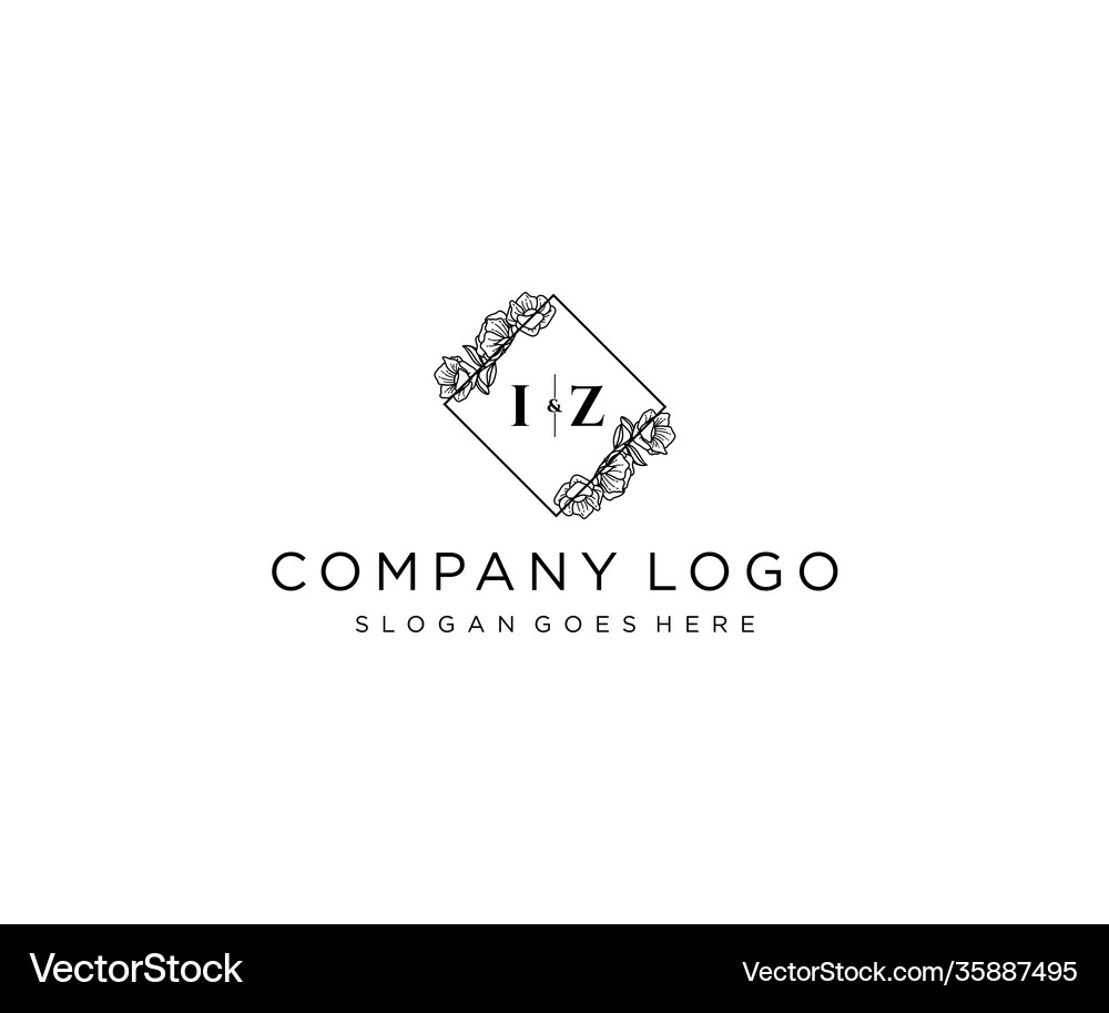 Initial iz letters botanical feminine logo Vector Image