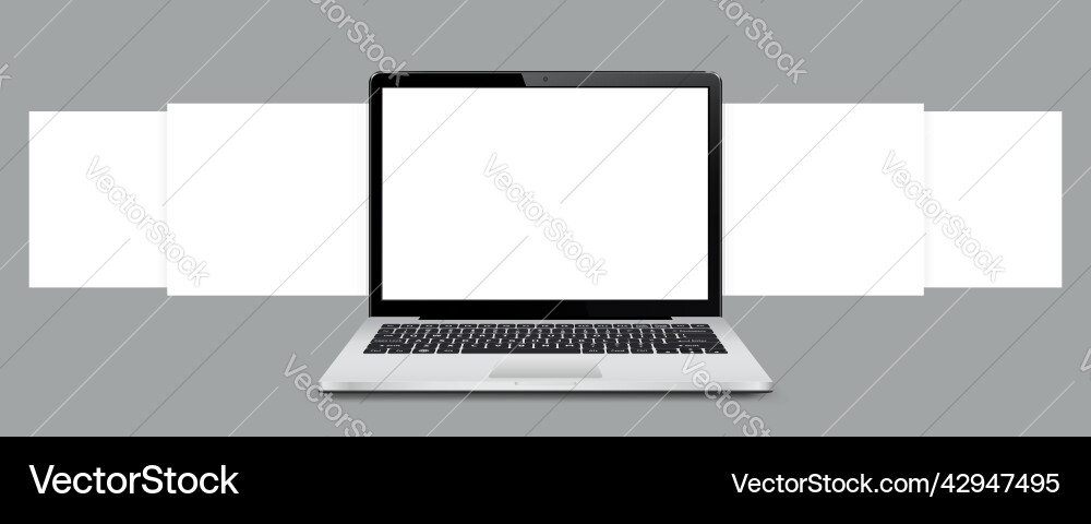 Laptop mockup with blank wireframing pages Vector Image