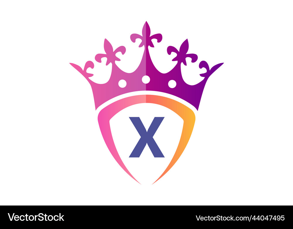 Letter x monogram alphabet with shield and crown Vector Image