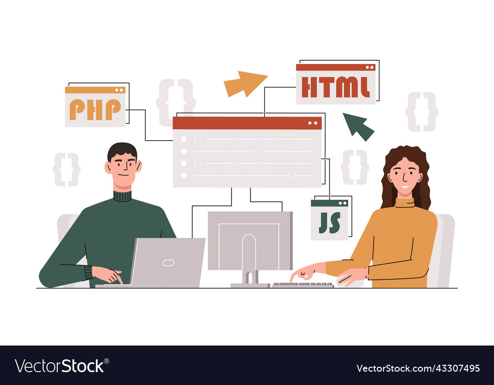 Pair programming concept Royalty Free Vector Image