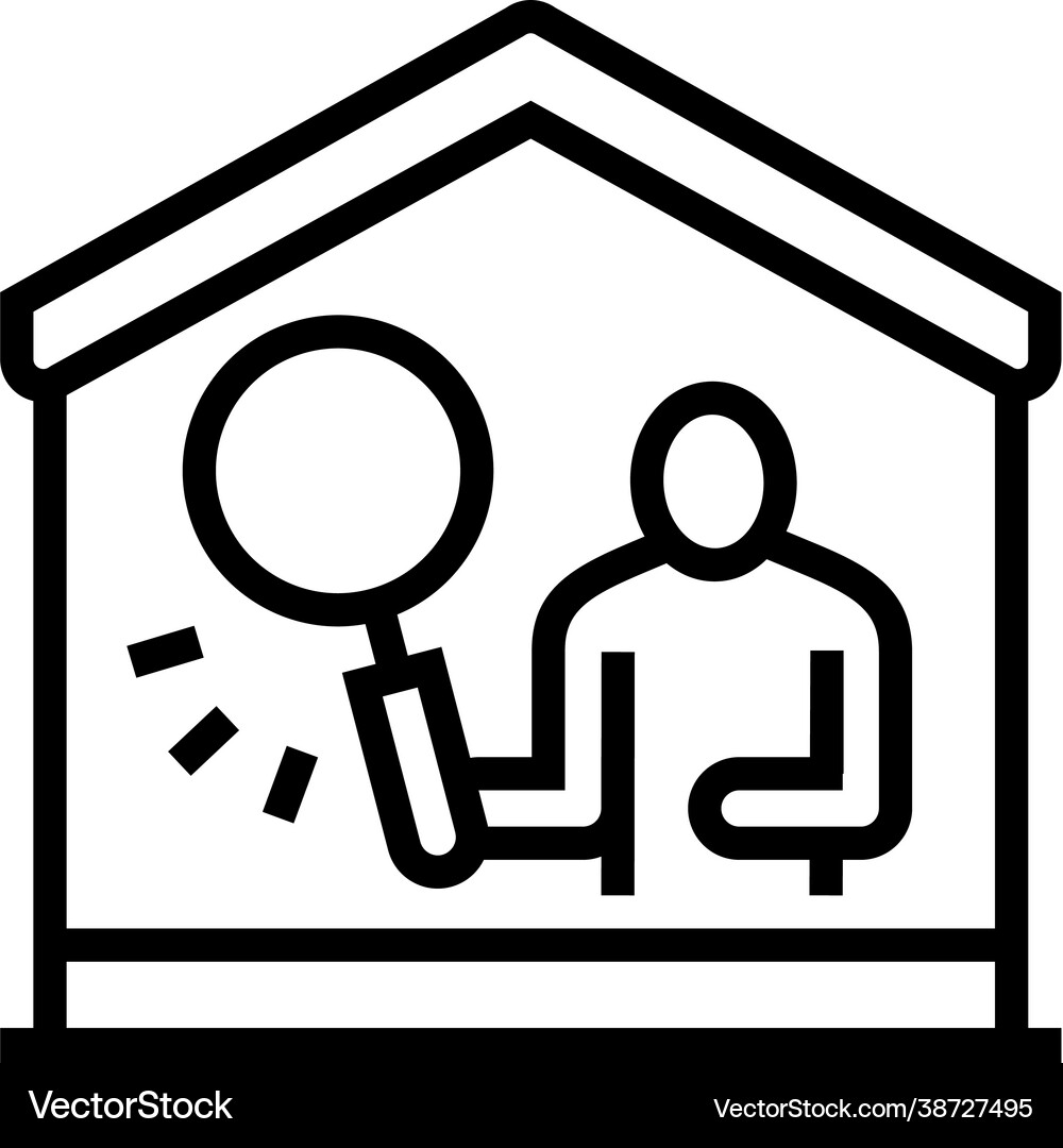 Property inspection line icon Royalty Free Vector Image