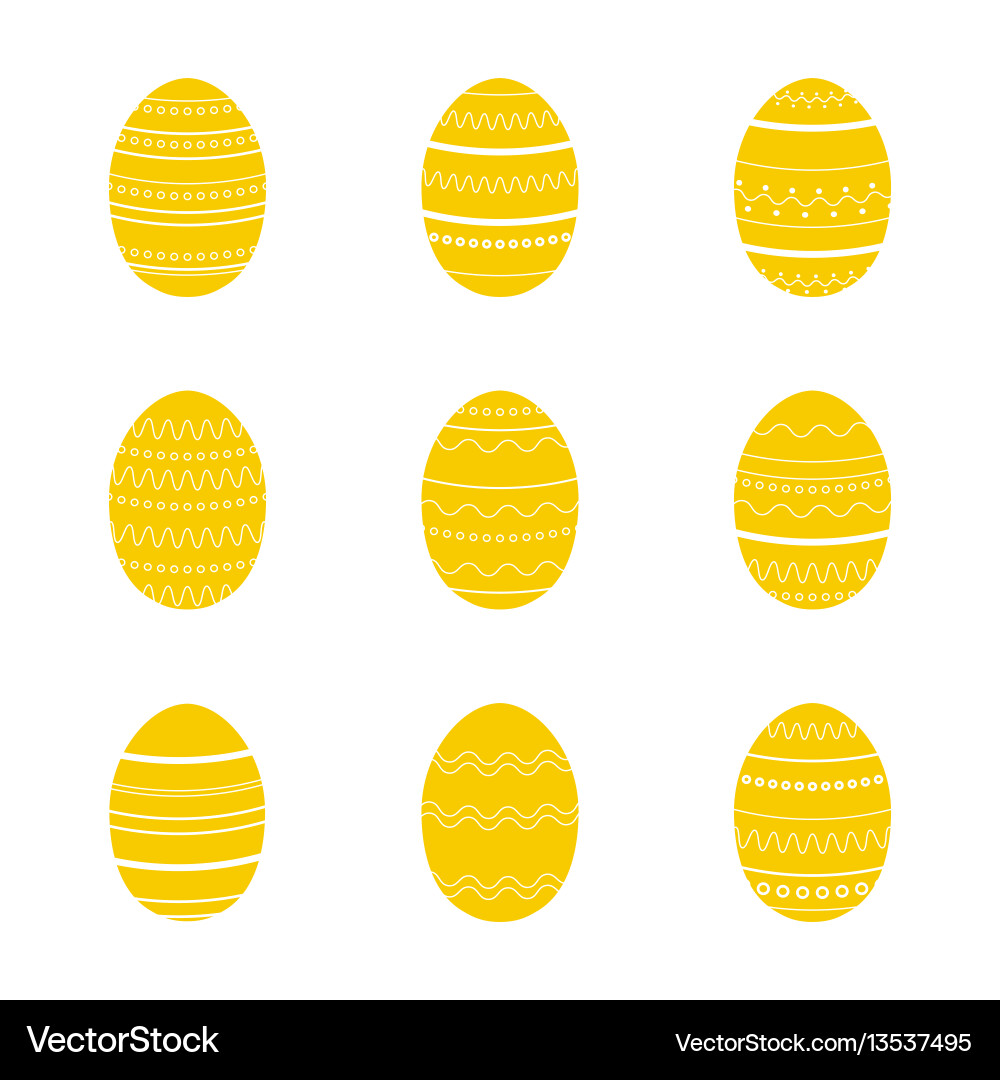 Set easter eggs with stripes polka dot Royalty Free Vector