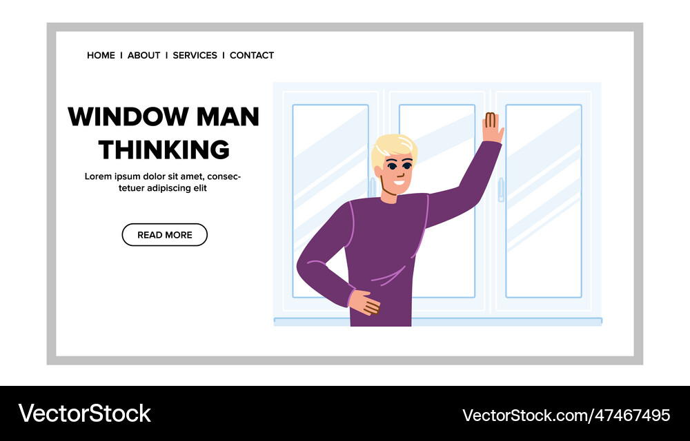 Window man thinking Royalty Free Vector Image - VectorStock