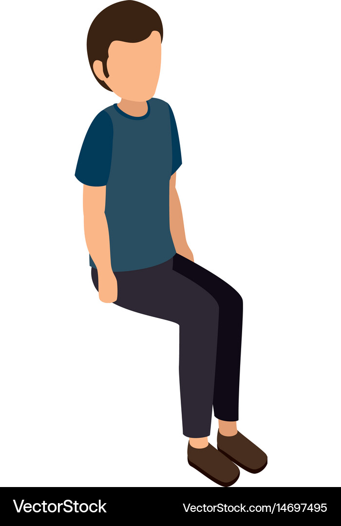 Young man avatar character sitting isometric Vector Image