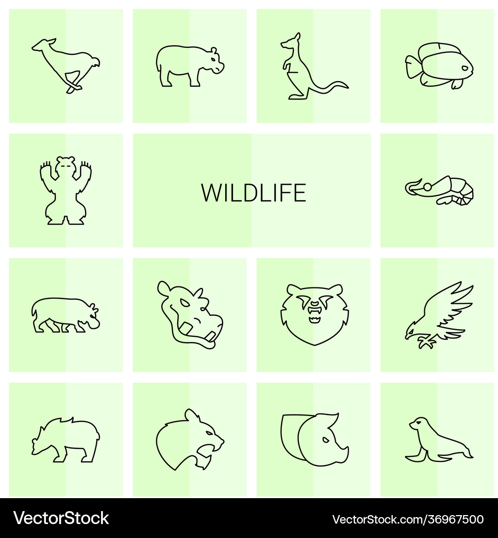 14 wildlife icons Royalty Free Vector Image - VectorStock