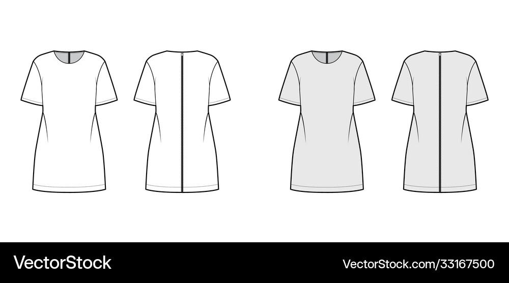 Back zip-up oversized dress technical fashion Vector Image