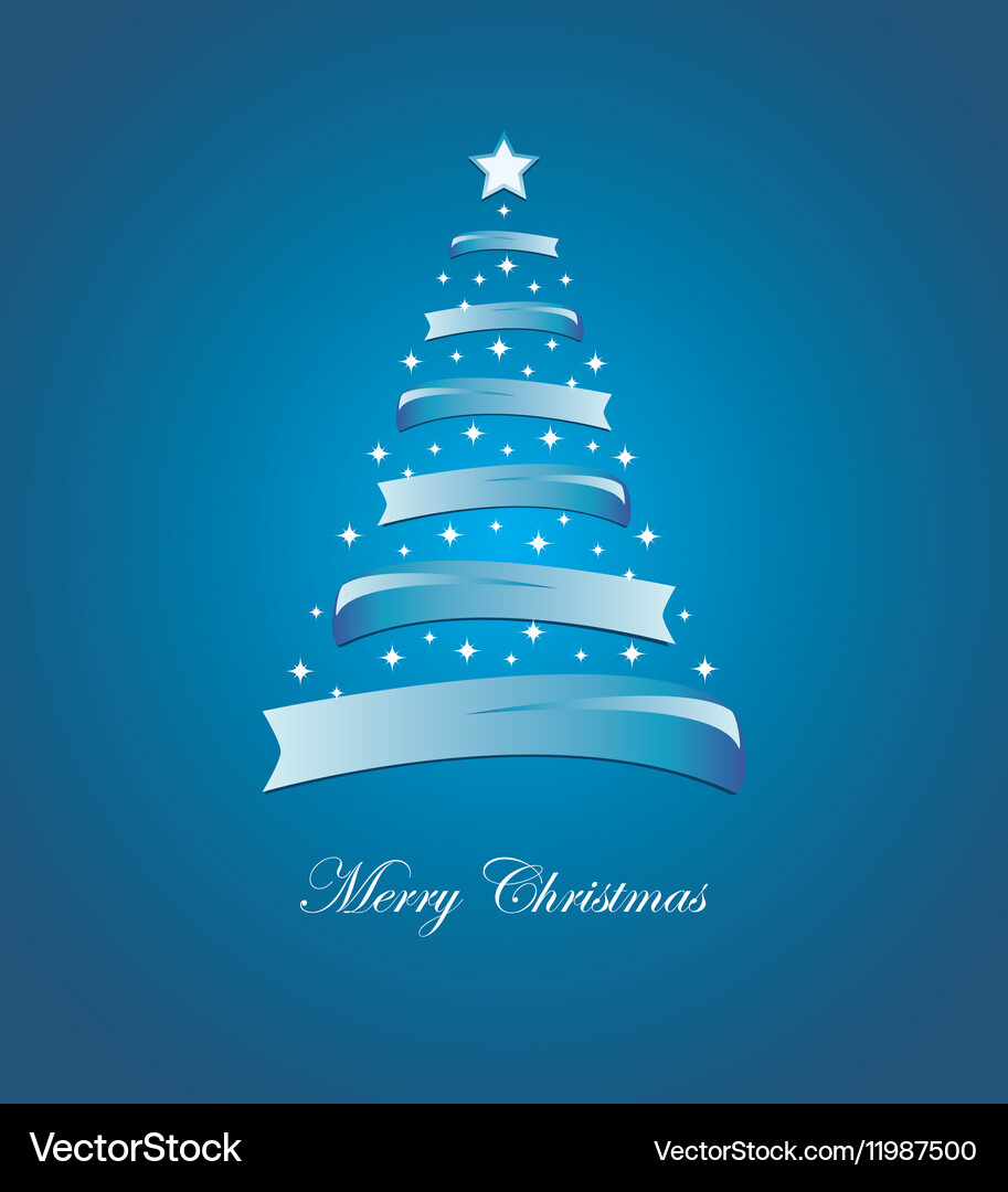 Christmas card with stylized white and blue tree Vector Image