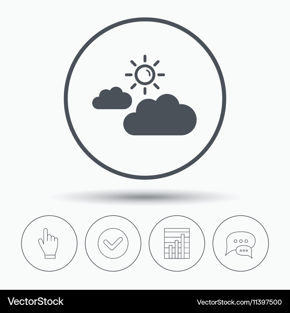 Cloud with sun icon sunny weather sign Royalty Free Vector