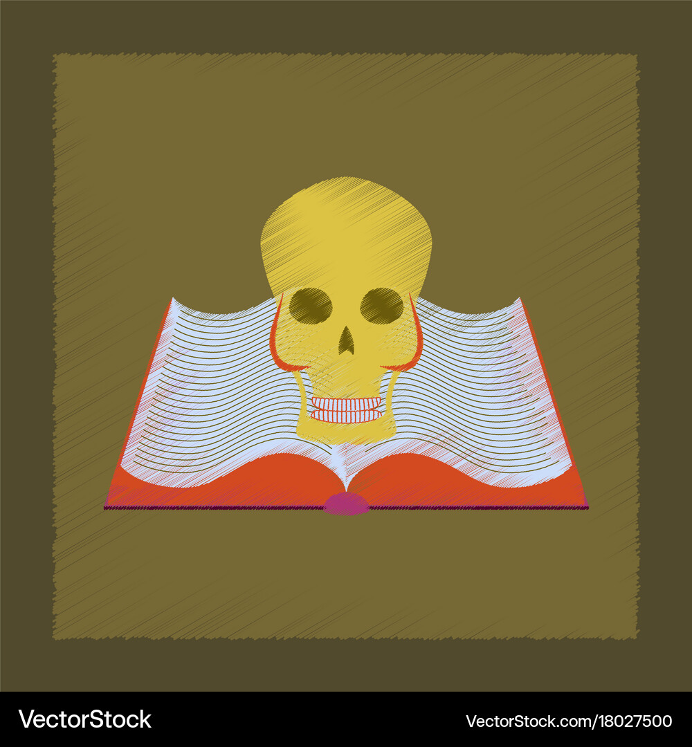 Flat on background of book skull Royalty Free Vector Image