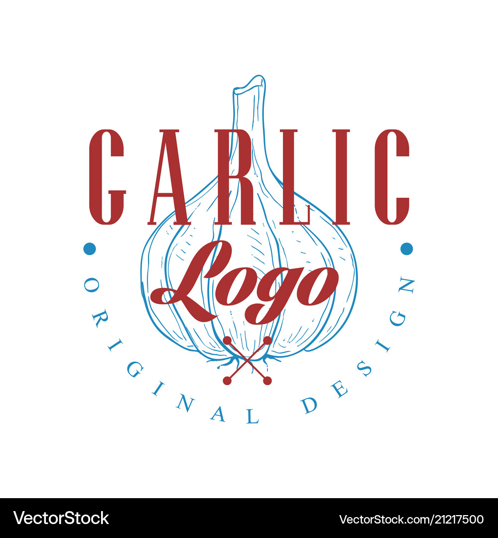 Garlic logo original design culinary spice emblem Vector Image