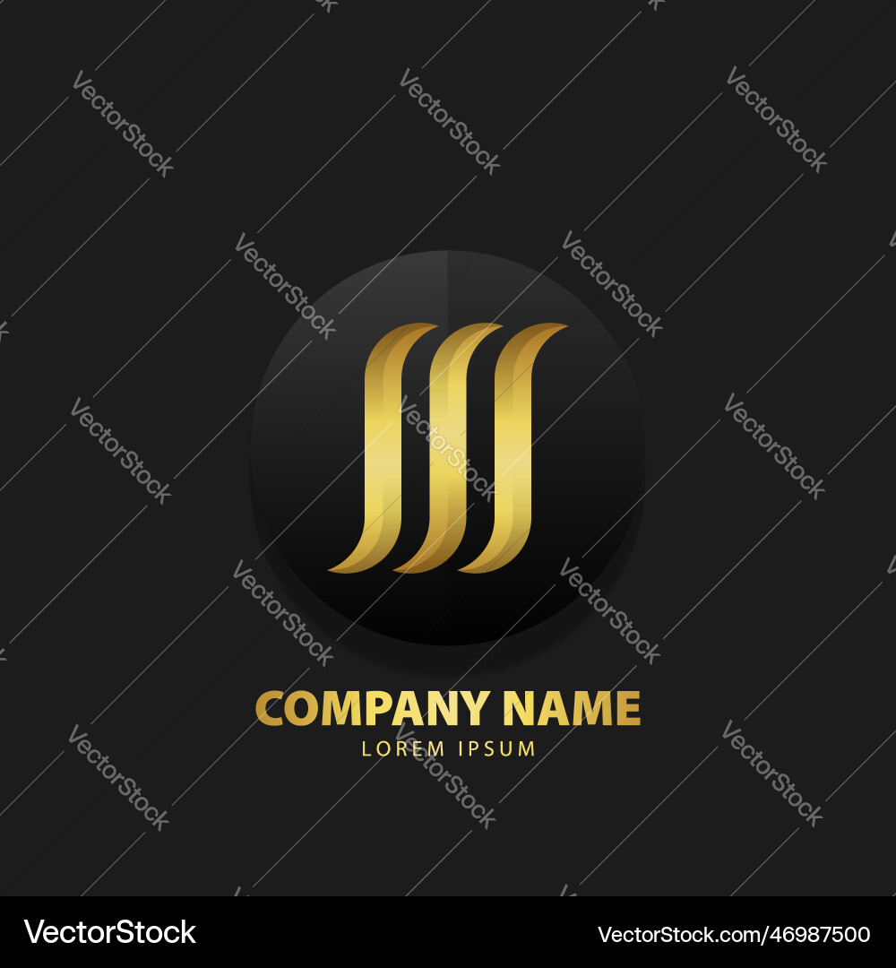 Gold alphabet letter m modern design Royalty Free Vector