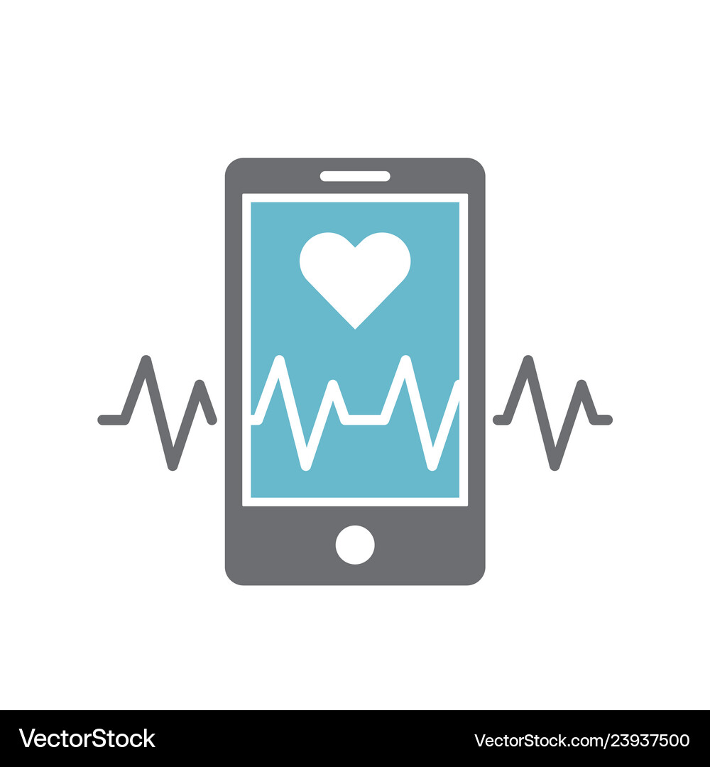 Heart rate app icon on white background Royalty Free Vector
