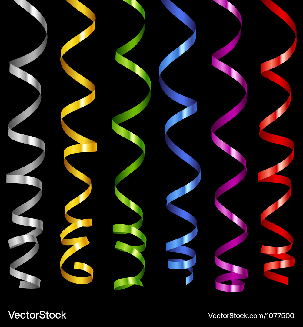 Holiday serpentine ribbons set Royalty Free Vector Image