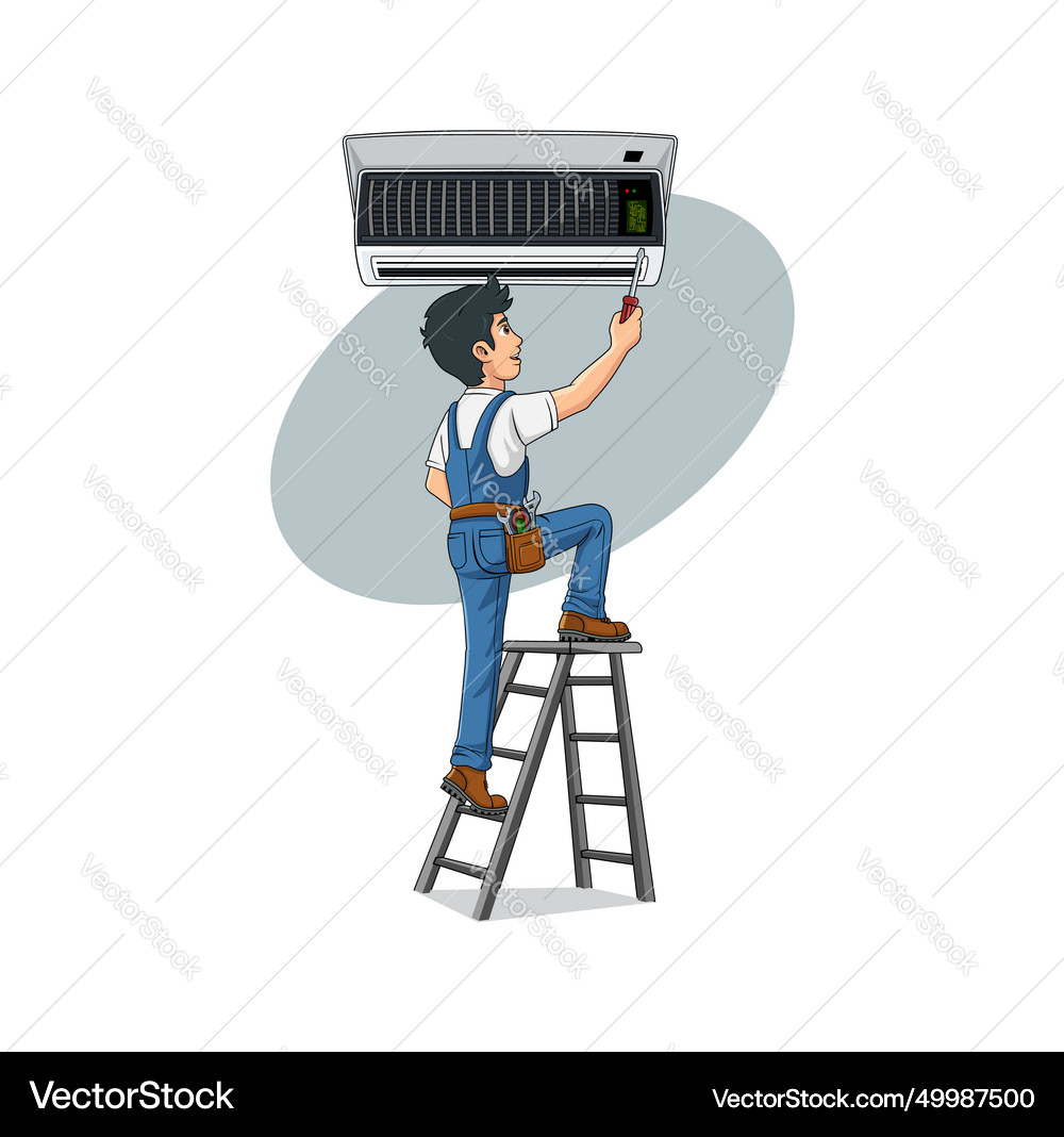 Hvac service cartoon character design Royalty Free Vector