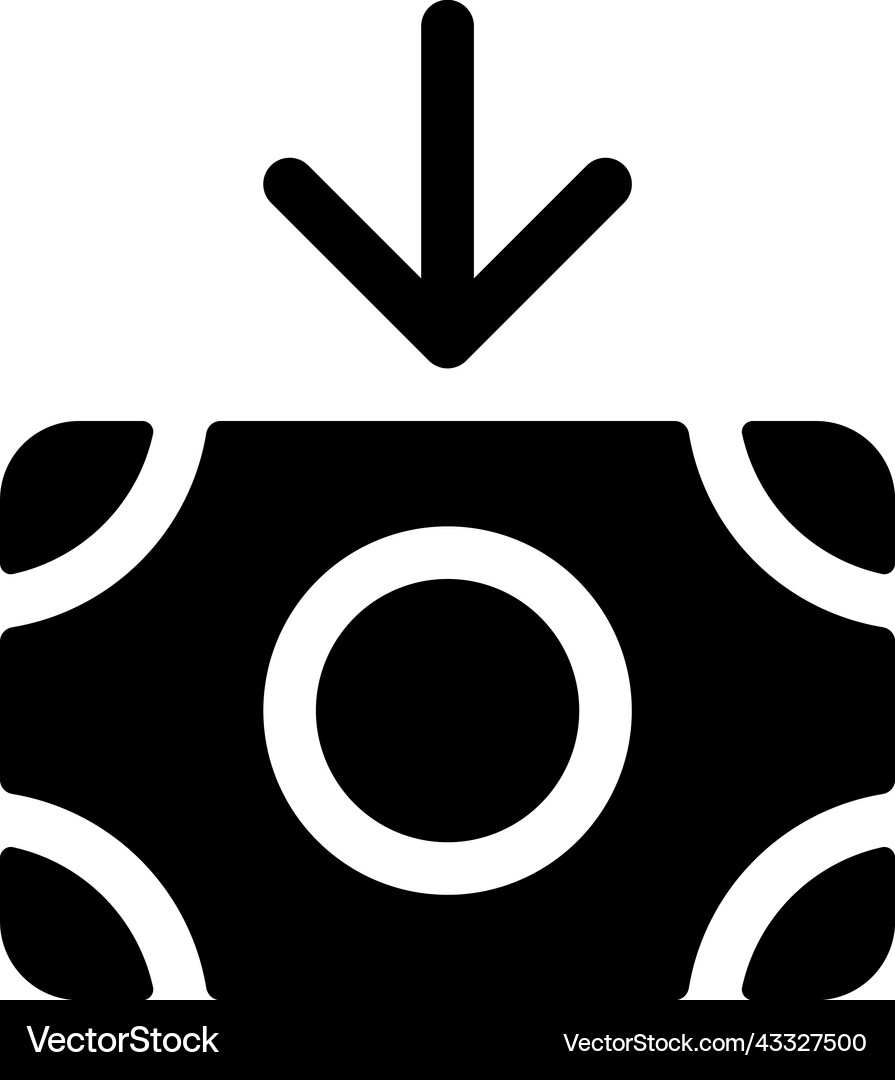 Inbound cash black glyph ui icon Royalty Free Vector Image