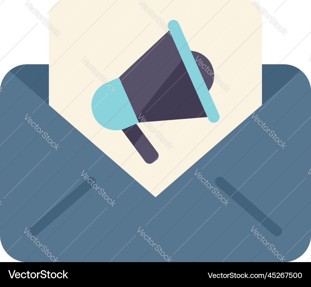 Mail marketing icon flat online media Royalty Free Vector
