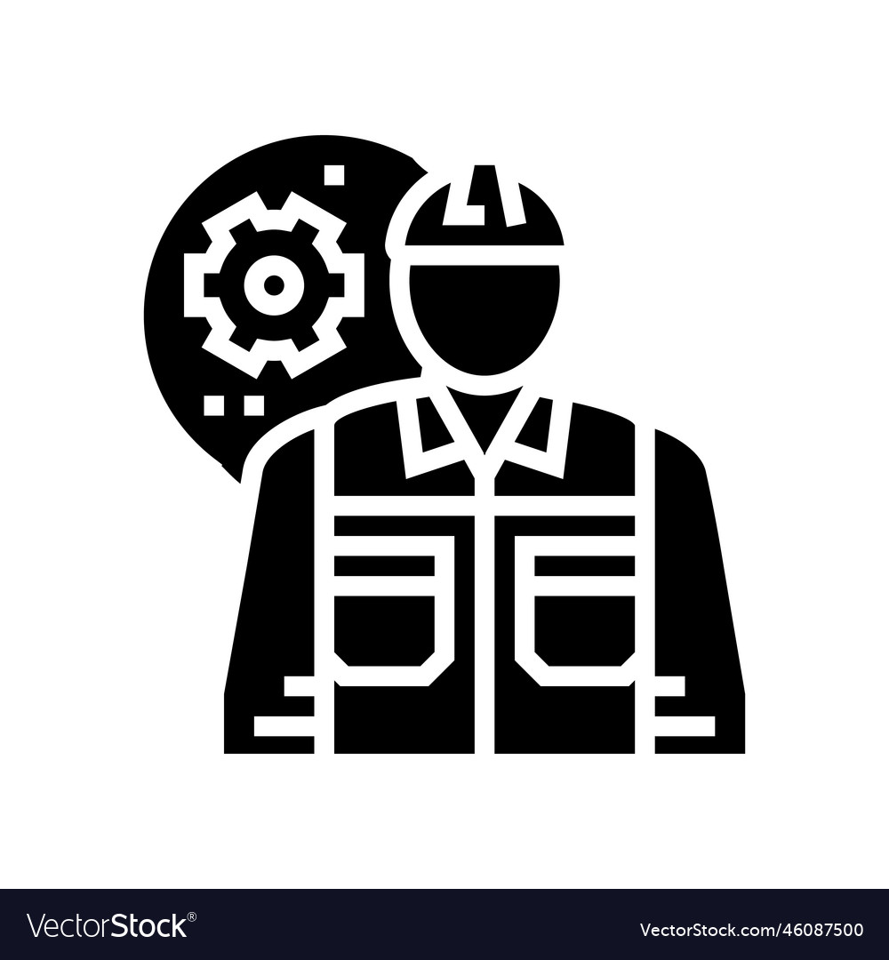 Mechanical engineer worker glyph icon Royalty Free Vector Mechanical engineer worker glyph icon Royalty Free Vector