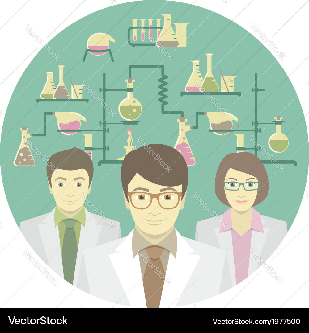 Scientists in the chemical laboratory Royalty Free Vector