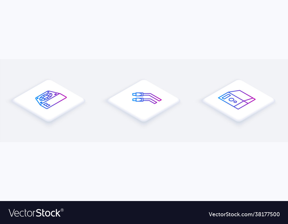Set isometric line computer cooler lan cable Vector Image Set isometric line computer cooler lan cable Vector Image