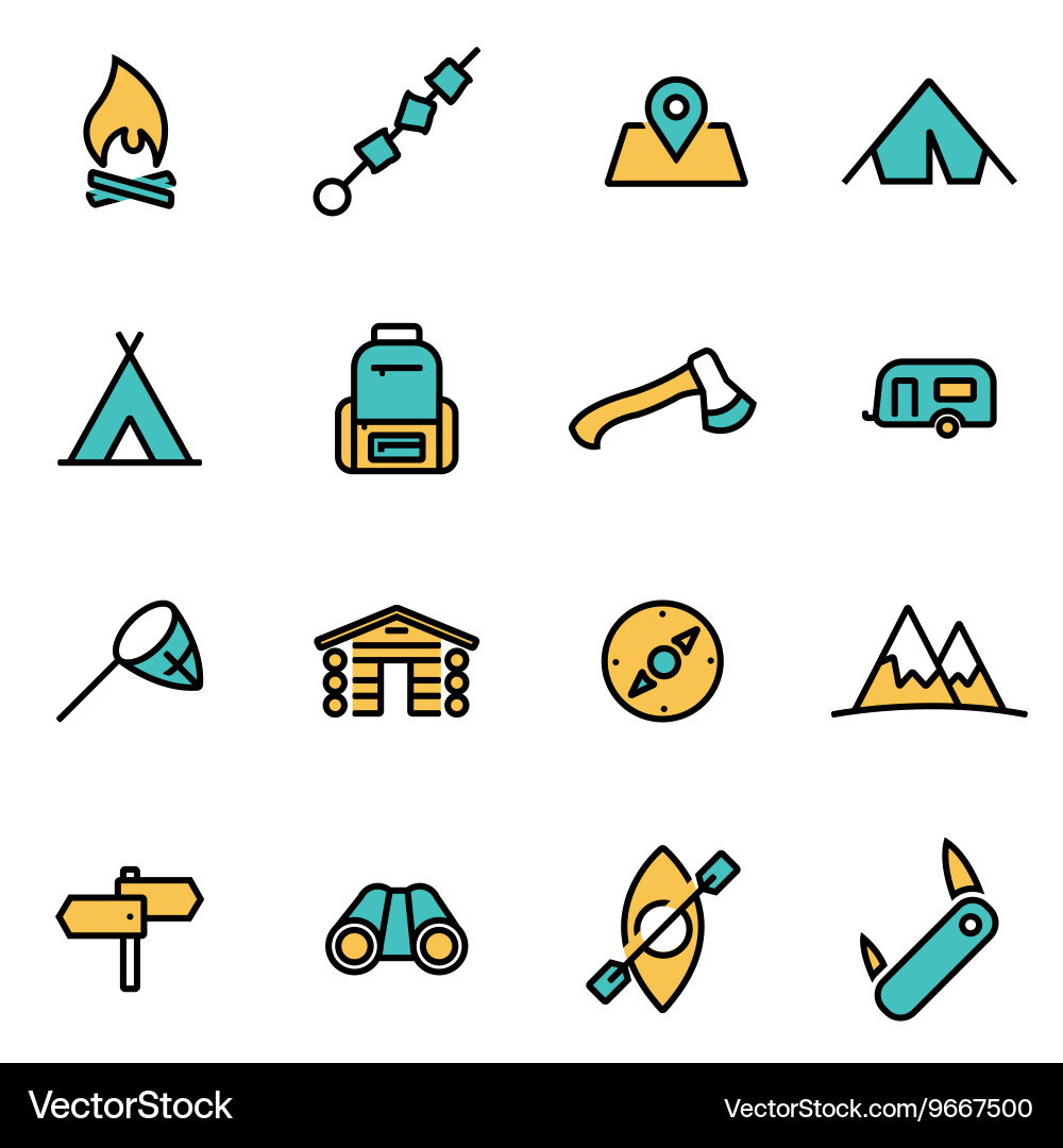 Trendy flat line icon pack for designers and Vector Image