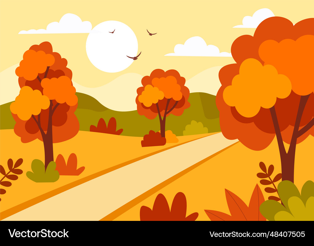 Autumn landscape background with mountains fields Vector Image