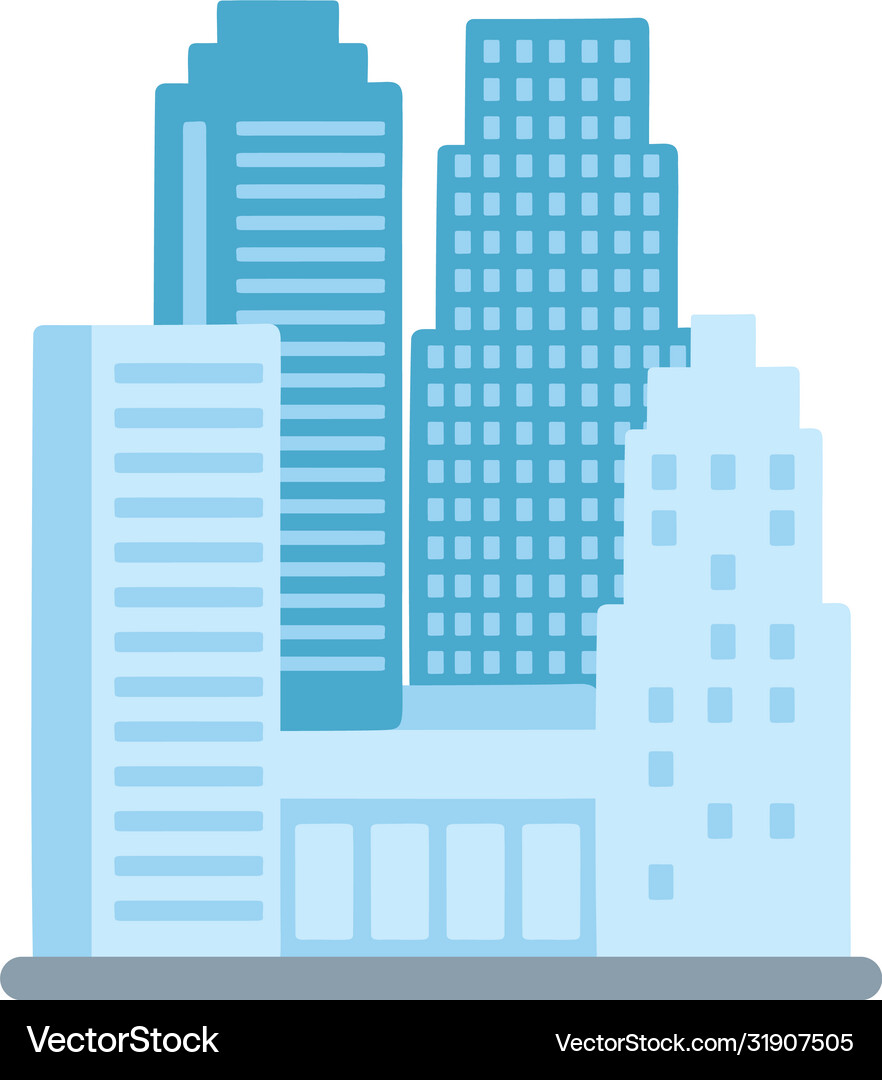 Cityscape skyscraper tower building isolated icon Vector Image