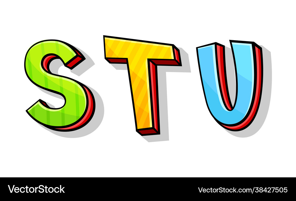 Colorful font with volume letters isolated Vector Image