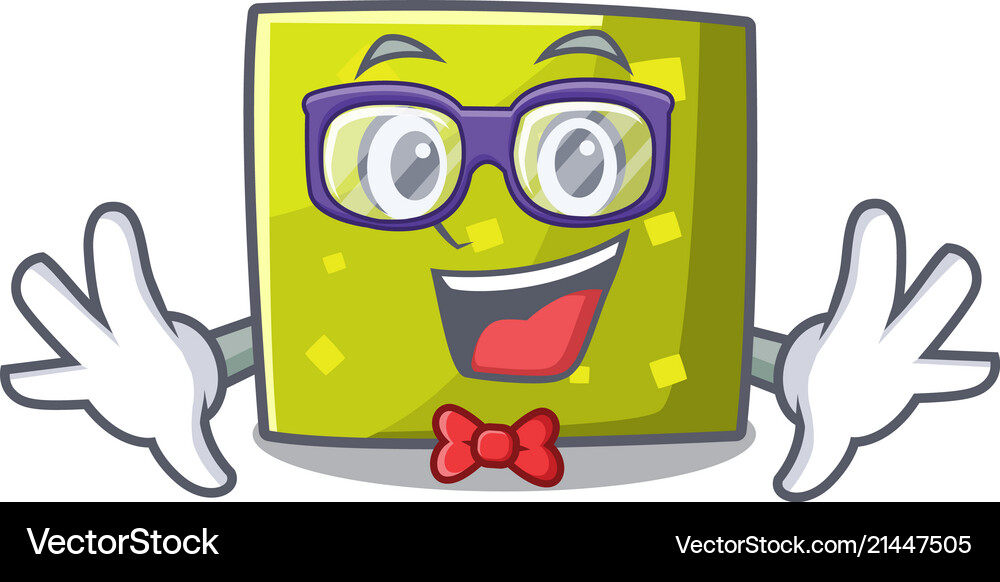 Geek square character cartoon style Royalty Free Vector