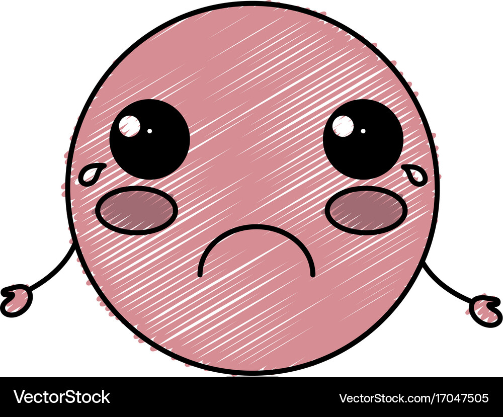 Kawaii circle face emoticon character Royalty Free Vector