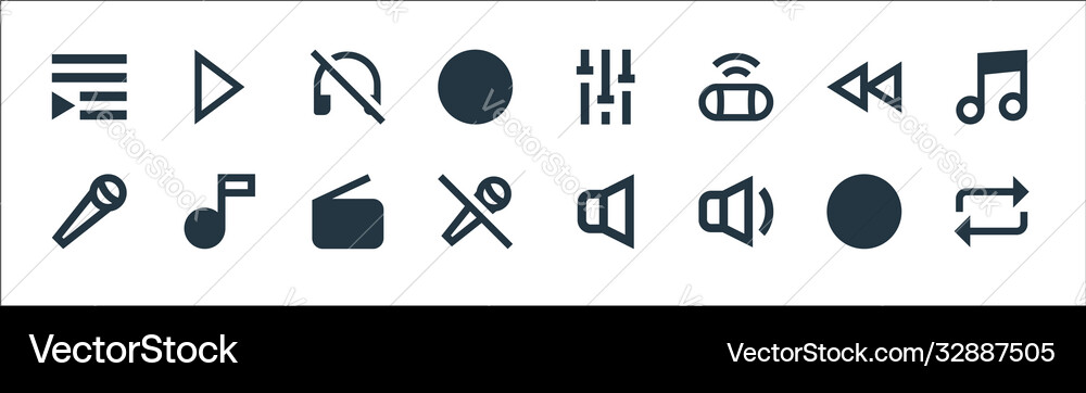 Music line icons linear set quality line set Vector Image