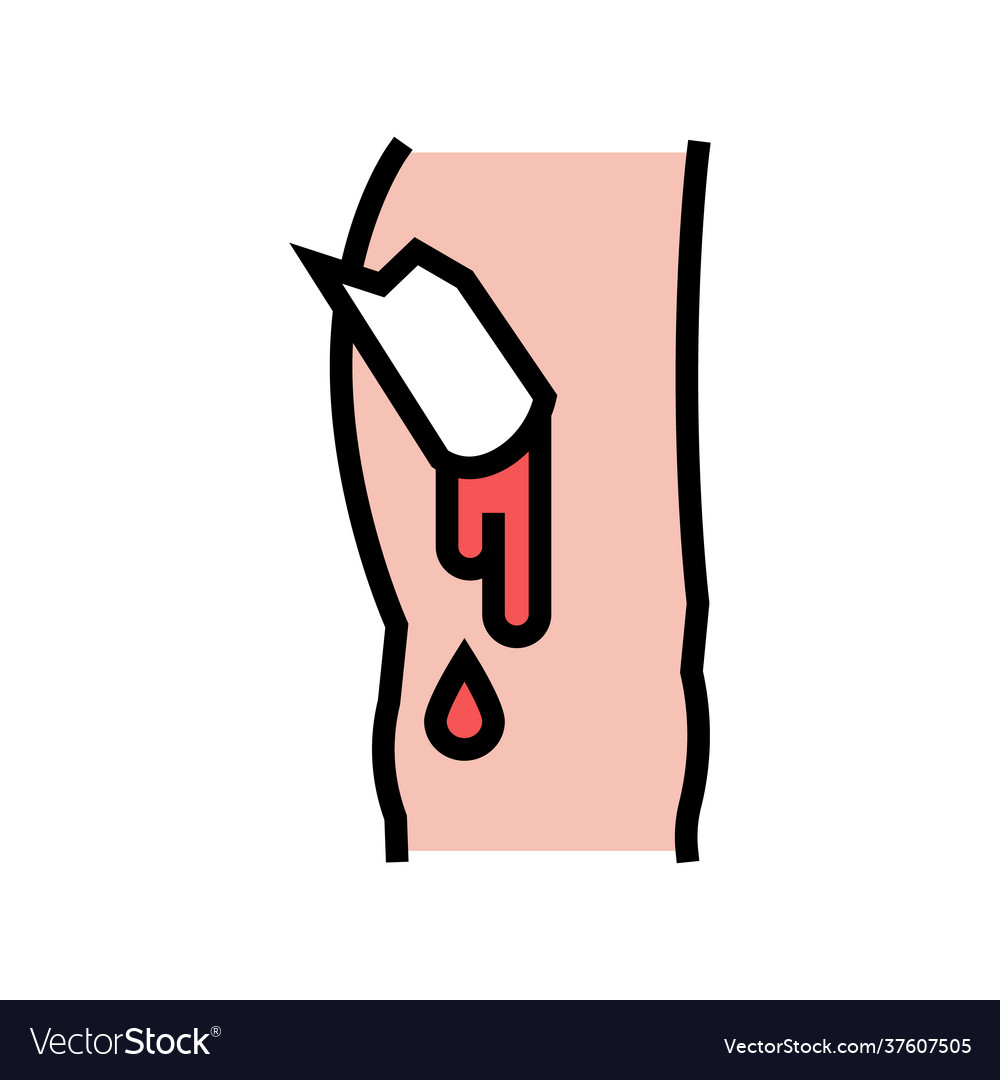 Open Limb Fracture Disease Color Icon Royalty Free Vector