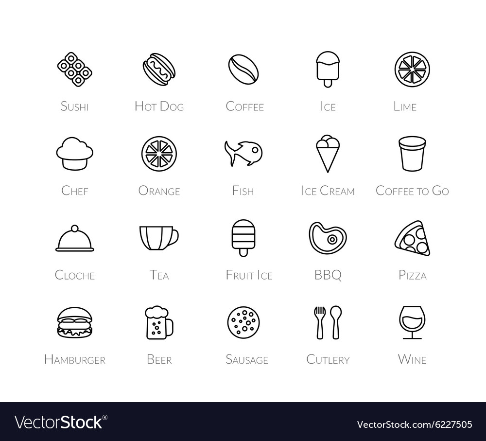Outline icons thin flat design modern line stroke Vector Image