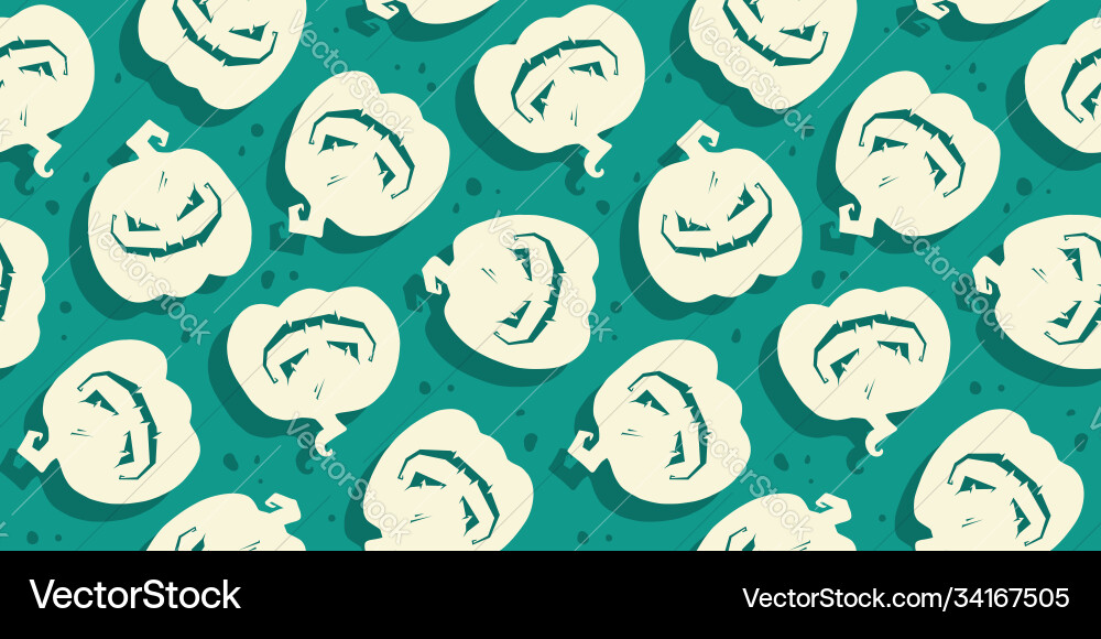 Pattern with halloween pumpkin face emotion Vector Image
