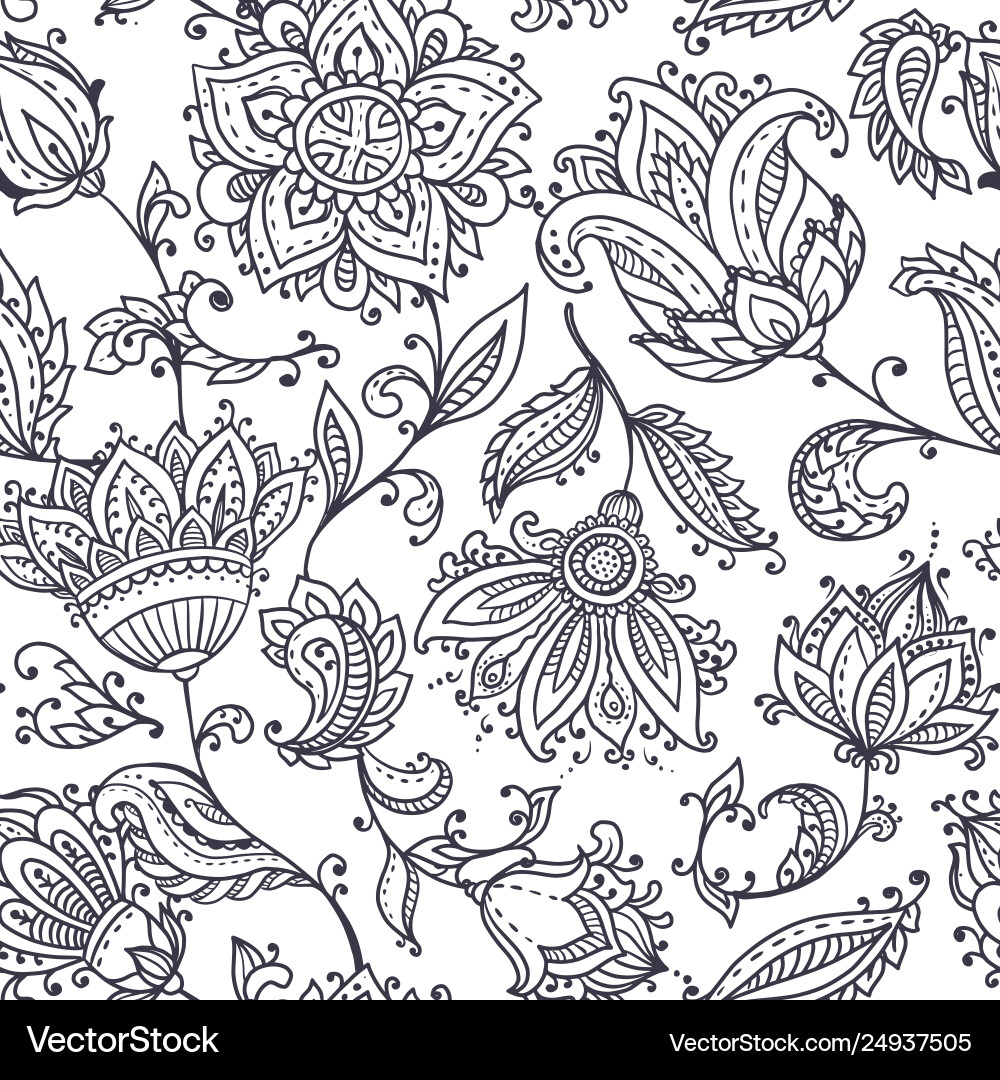 Seamless pattern with henna mehndi floral Vector Image