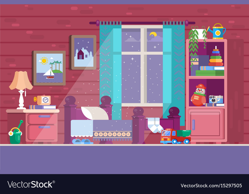 Some kid bedroom of a cartoon Royalty Free Vector Image
