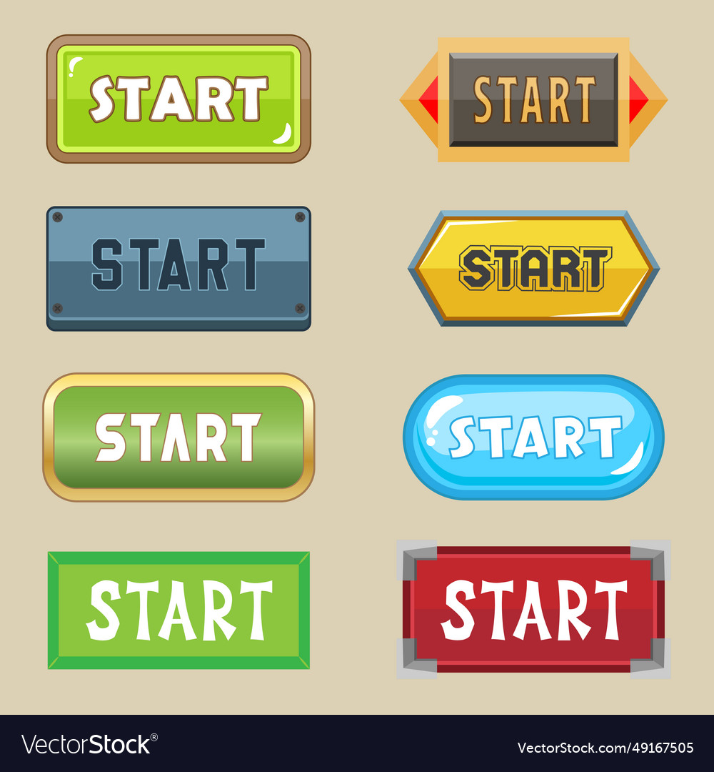 Start button pack Royalty Free Vector Image - VectorStock