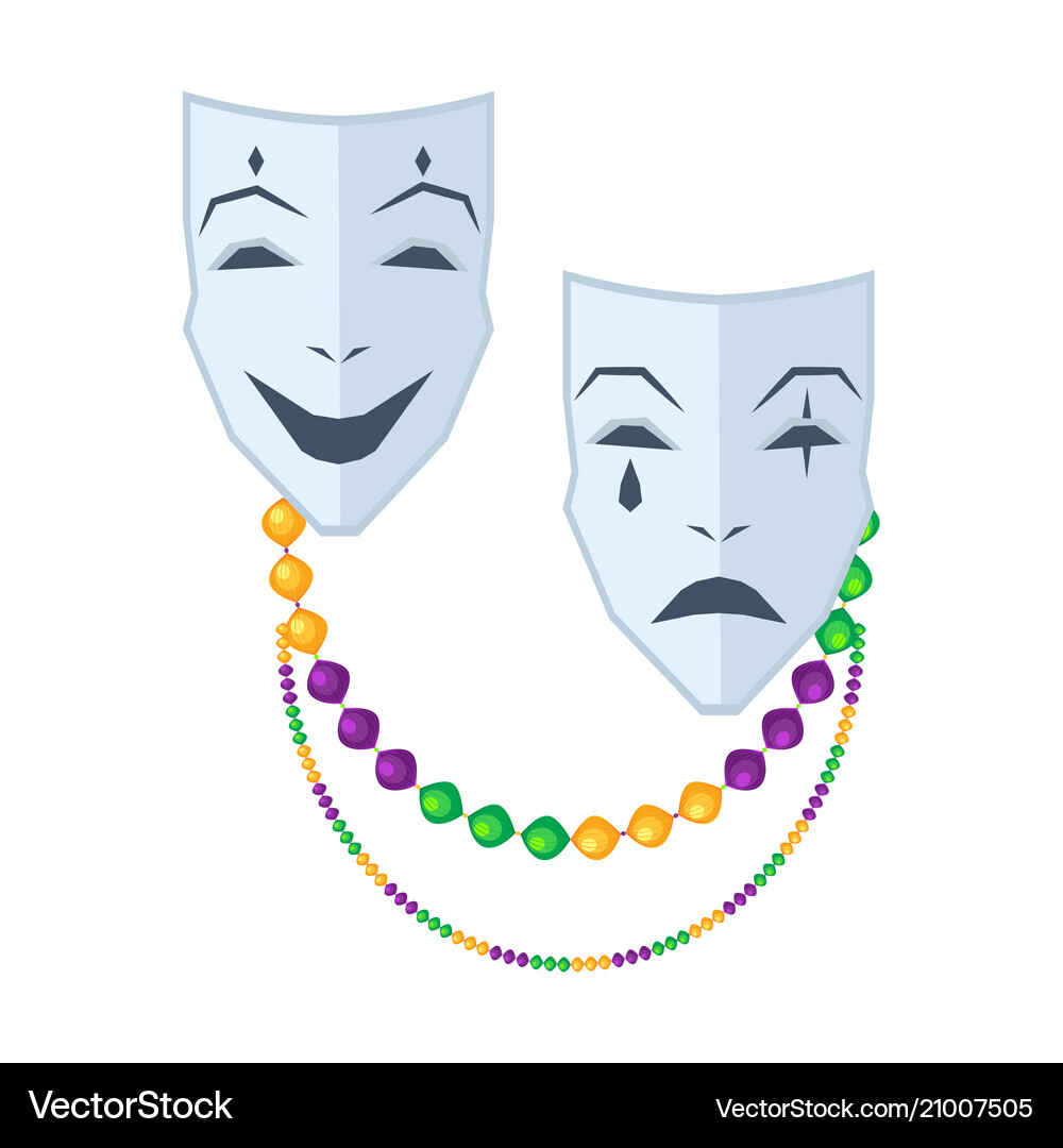 Theatrical comedy and tragedy masks flat Vector Image