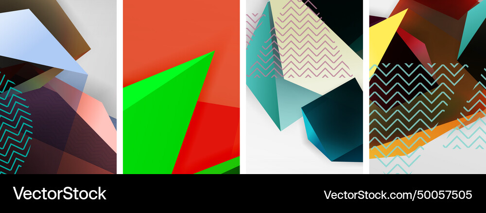 Trendy low poly 3d triangle shapes and other Vector Image