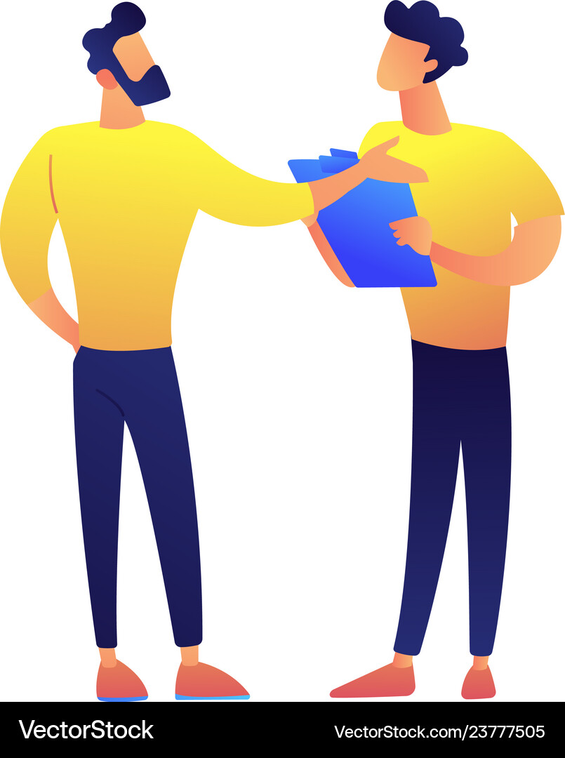 Two businessmen standing and discussing Royalty Free Vector