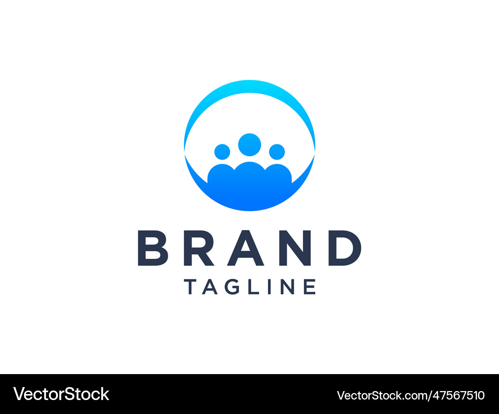 Blue circle with human icon inside people logo Vector Image