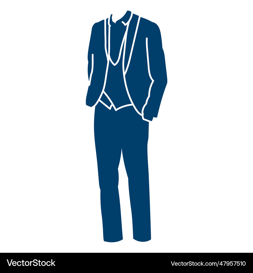 Blue wedding suit cut out Royalty Free Vector Image