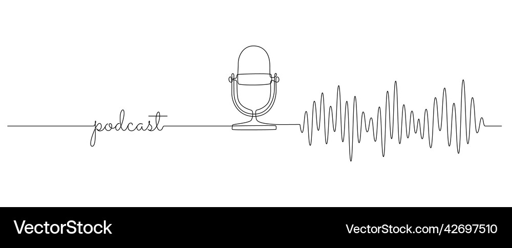 Continuous one line drawing of podcast microphone Vector Image