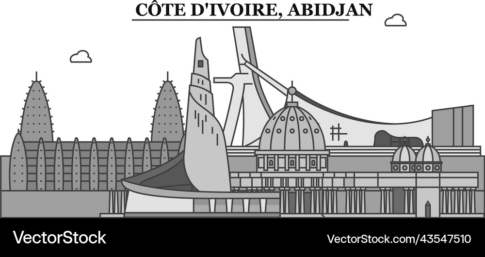 Cote-divoire abidjan city skyline isolated Vector Image