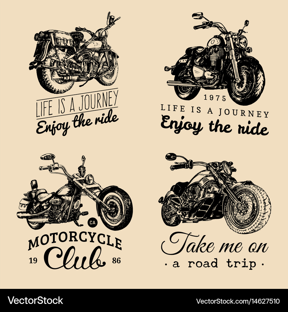 Custom chopper and motorcycle logos set vintage Vector Image