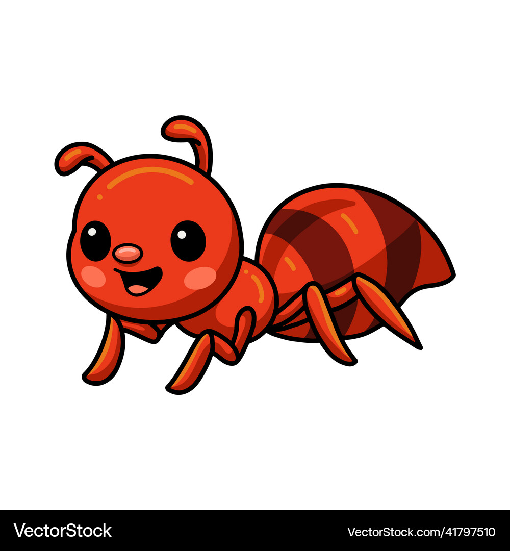Cute little red ant cartoon Royalty Free Vector Image