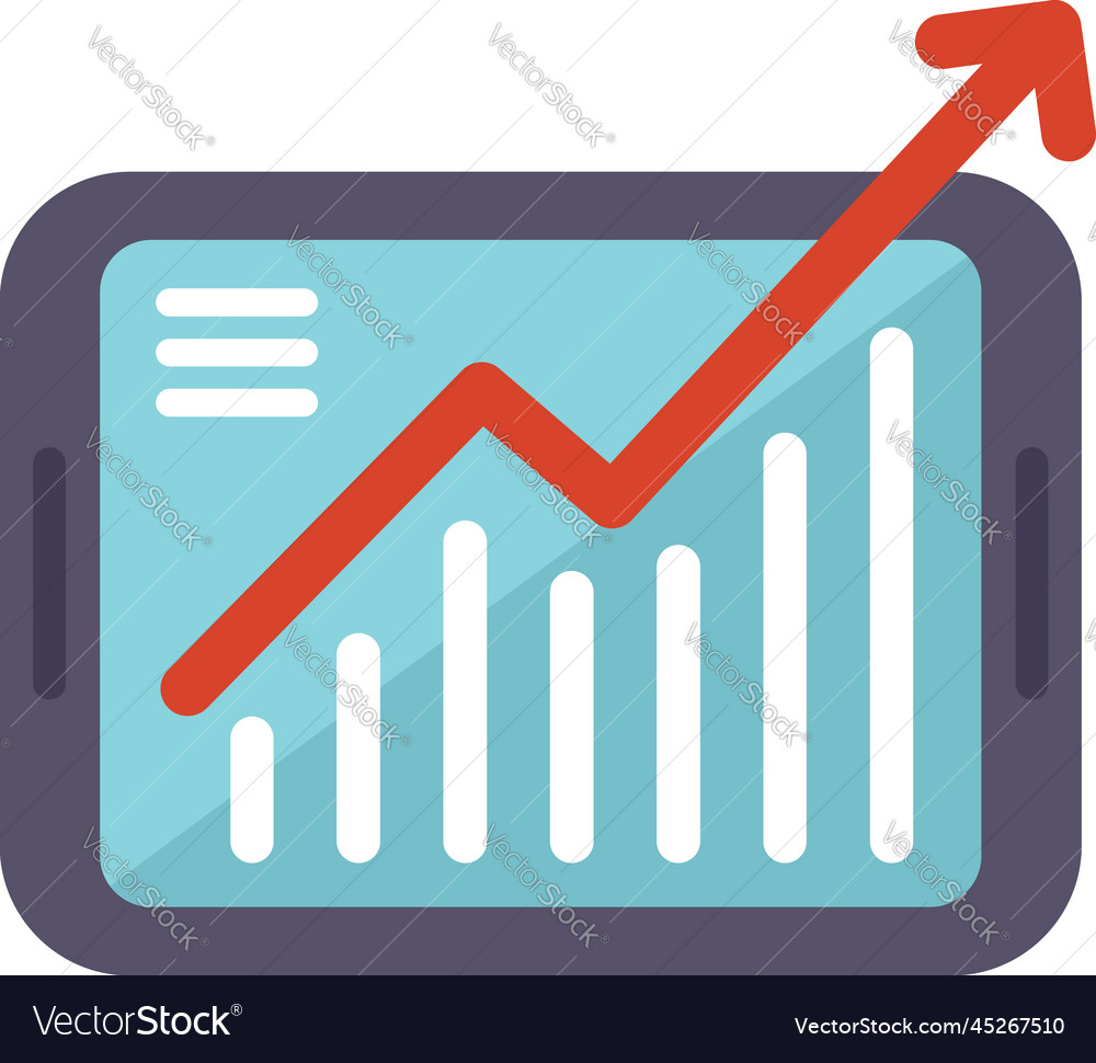 Data graph tablet icon flat online media Vector Image