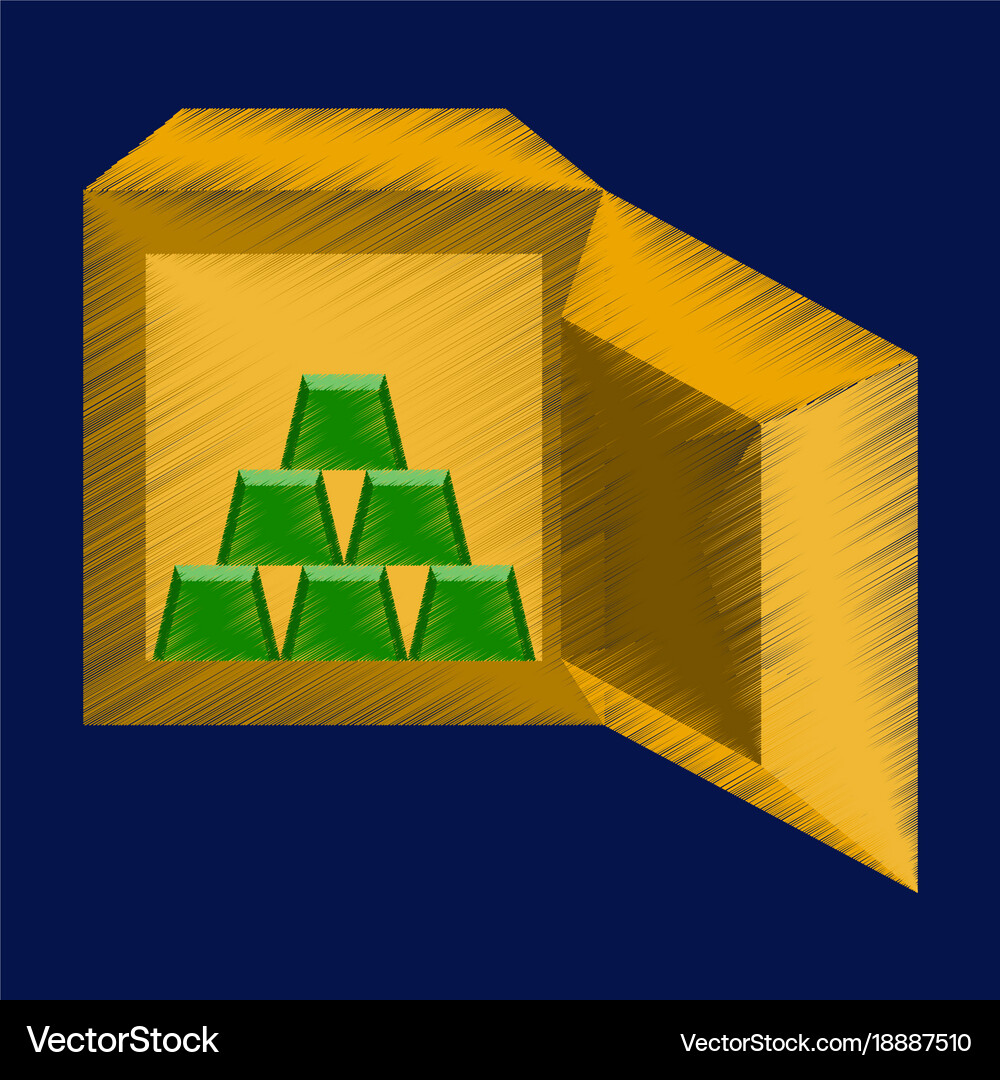 Flat shading style icon gold bars in a safe Vector Image
