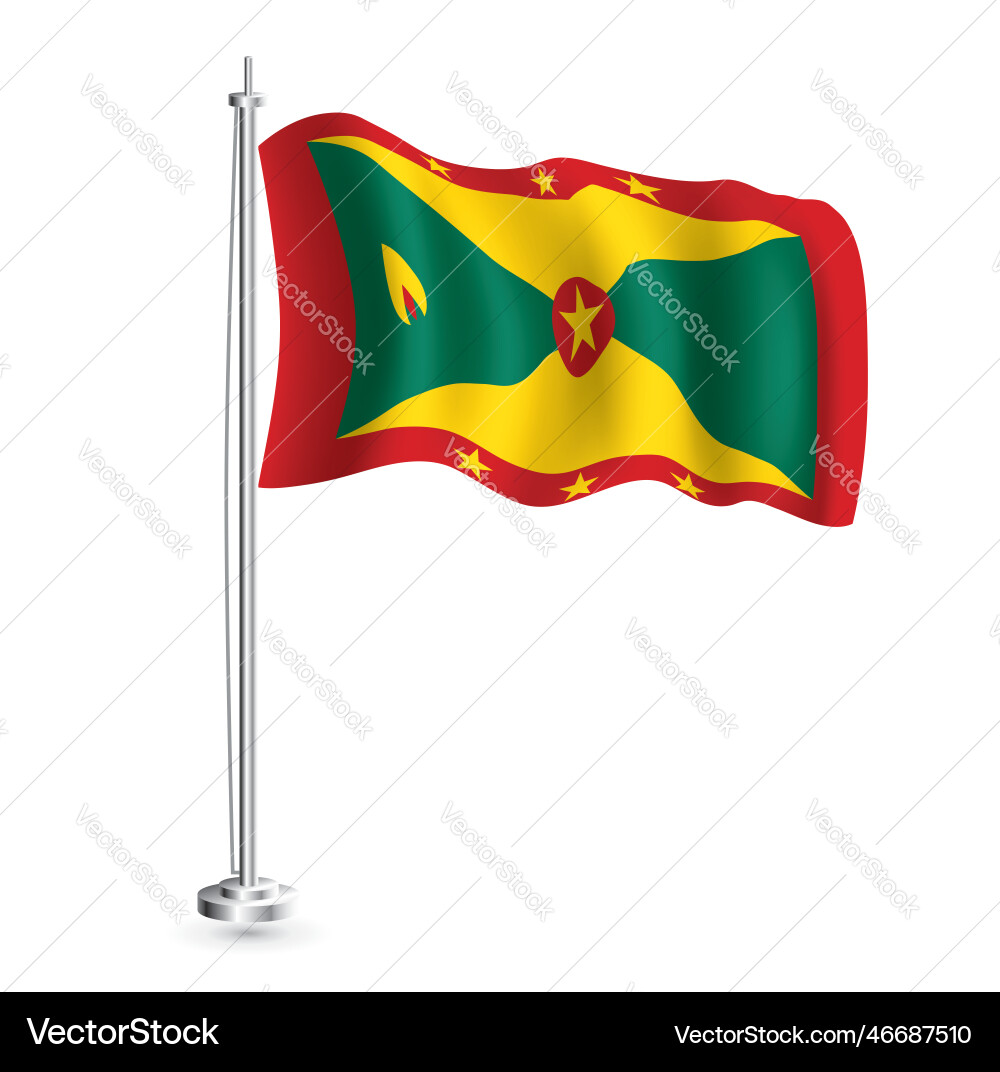 Grenadian flag isolated realistic wave flag Vector Image
