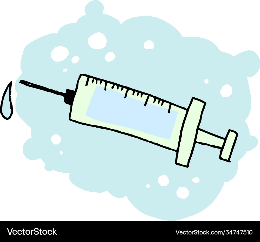 Hand drawn cute medical syringe Royalty Free Vector Image